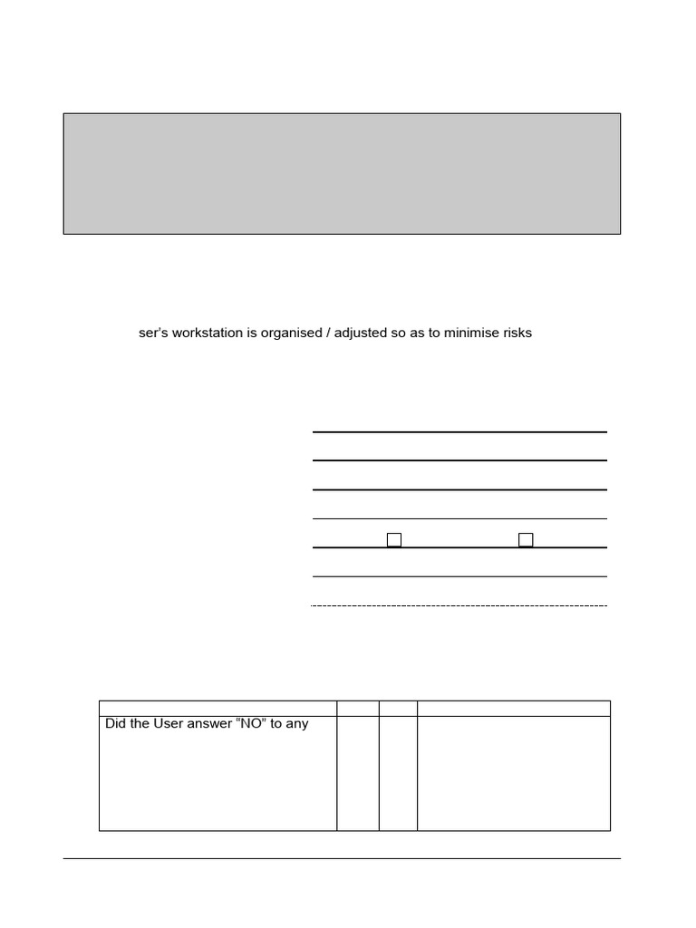DSE Workstation Risk Assessment Checklist | PDF | Computer Keyboard