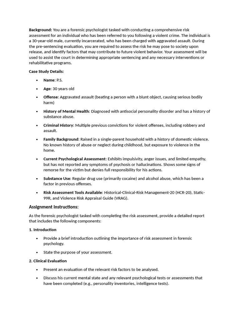 Risk Assessment Assignment | PDF | Substance Abuse | Risk Assessment