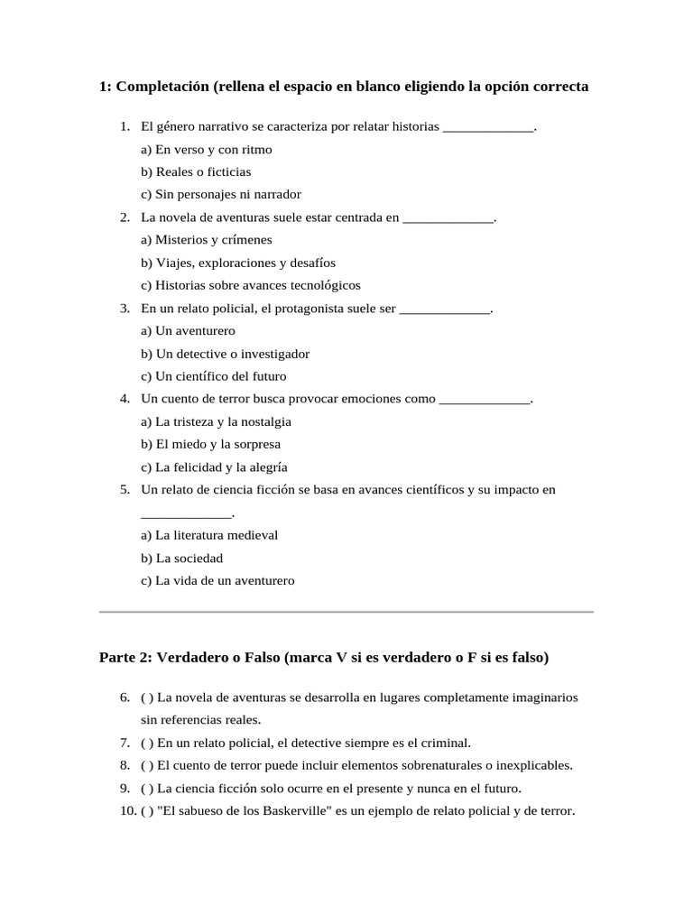 Prueba Novelas y Relatos | PDF | Ciencia ficción | Novelas