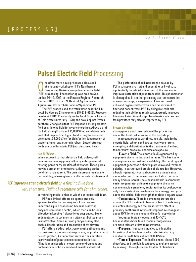PEF Processing for Food Safety | PDF | Juice | Diet & Nutrition