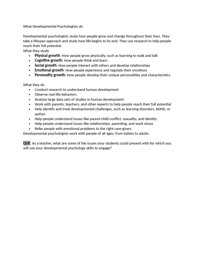 Overview of Developmental Psychology | PDF