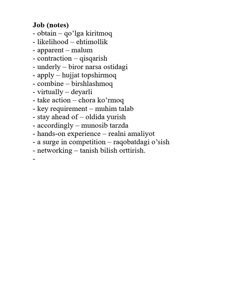 Essential Vocabulary for Job Success | PDF