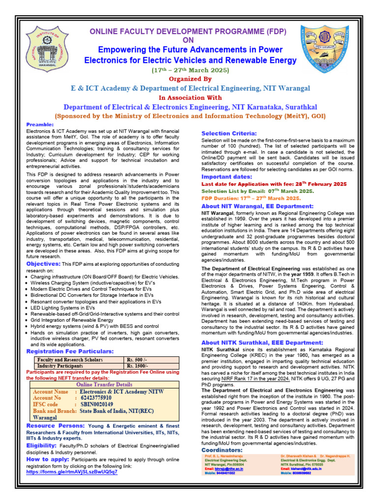 Power Electronics FDP for EVs & Renewables | PDF | Electric Vehicle | Electricity