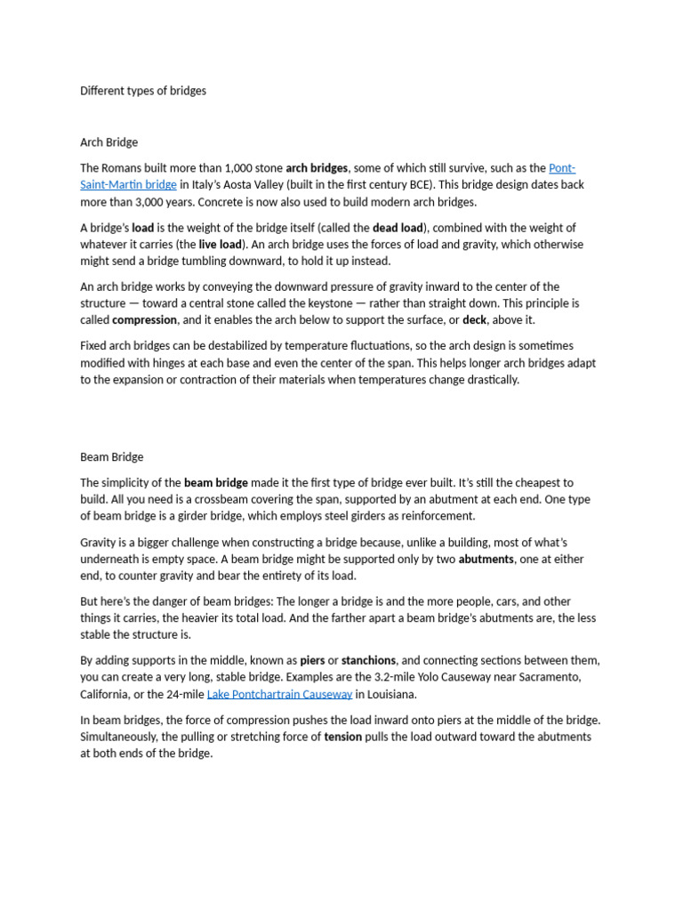 Types of Bridges Explained | PDF | Truss | Bridge