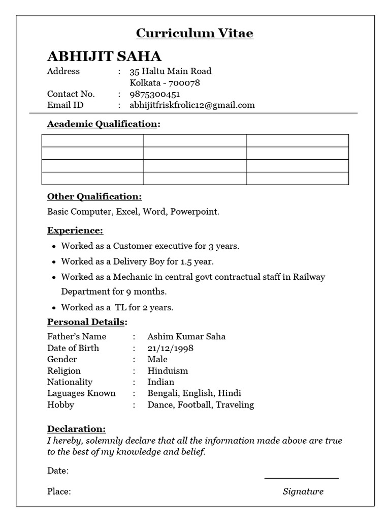 CV Abhijit Saha | PDF