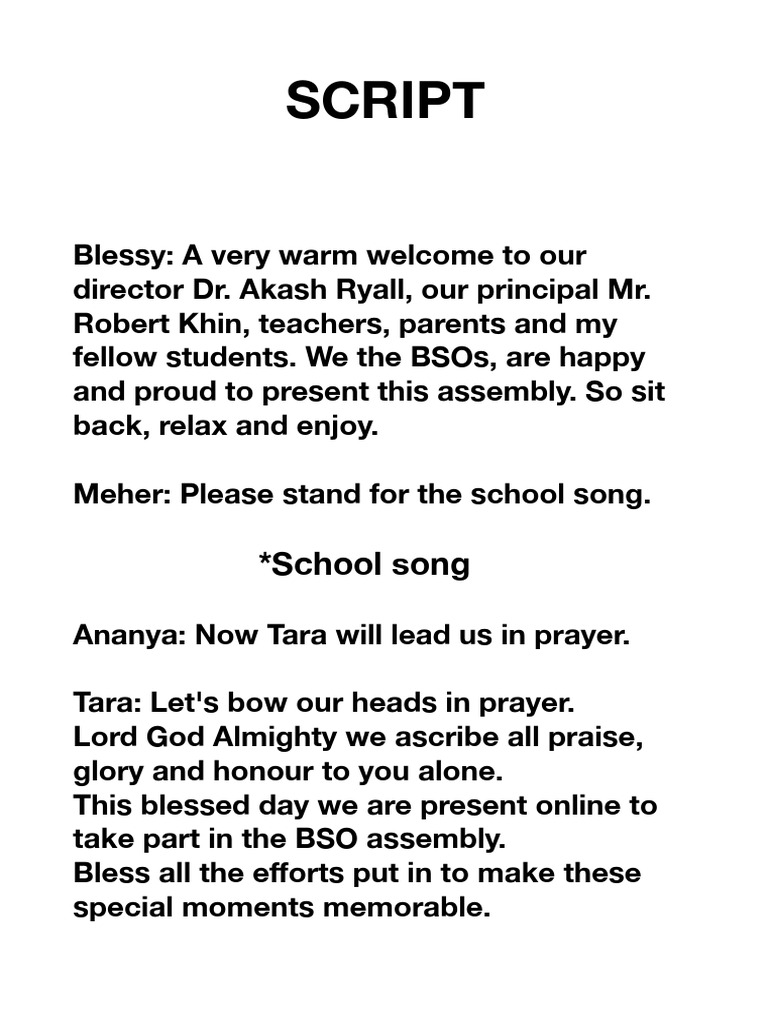 Script For BSO Assembly | PDF | Ashoka | Oprah Winfrey