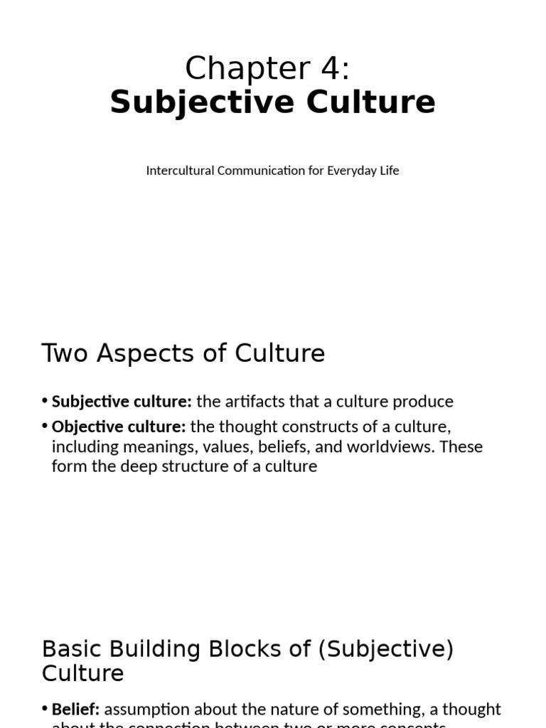 Chapter 4 Subjective Culture | PDF | Psychology | Behavioural Sciences