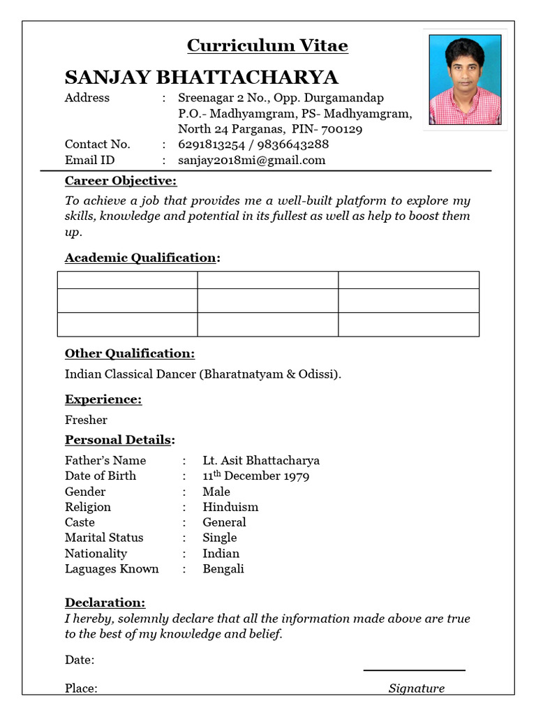 CV Sanjay Bhattacharya | PDF