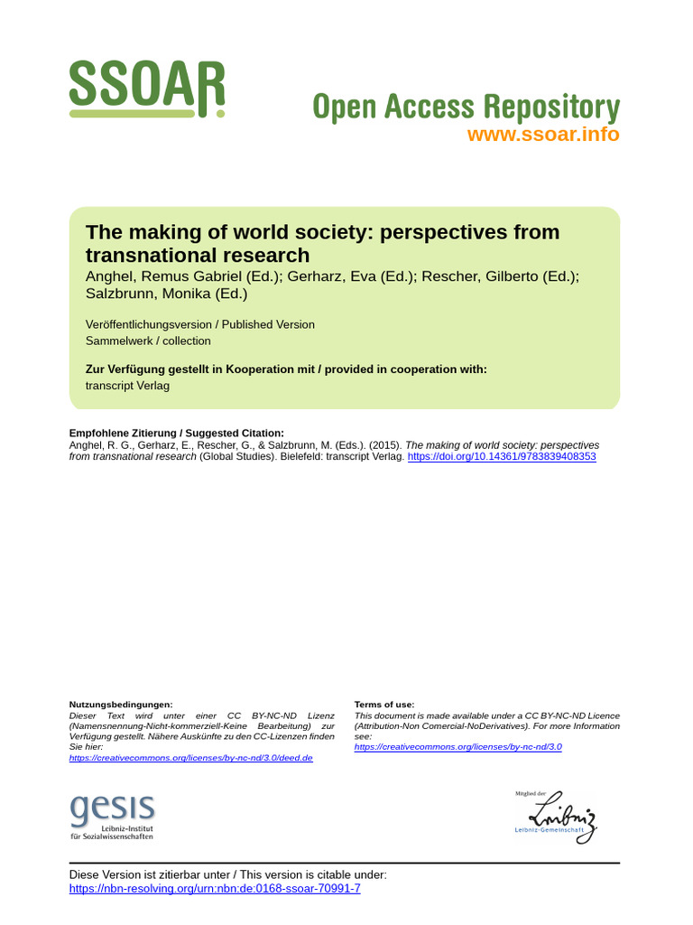 World Society & Transnational Research | PDF | World Systems Theory ...