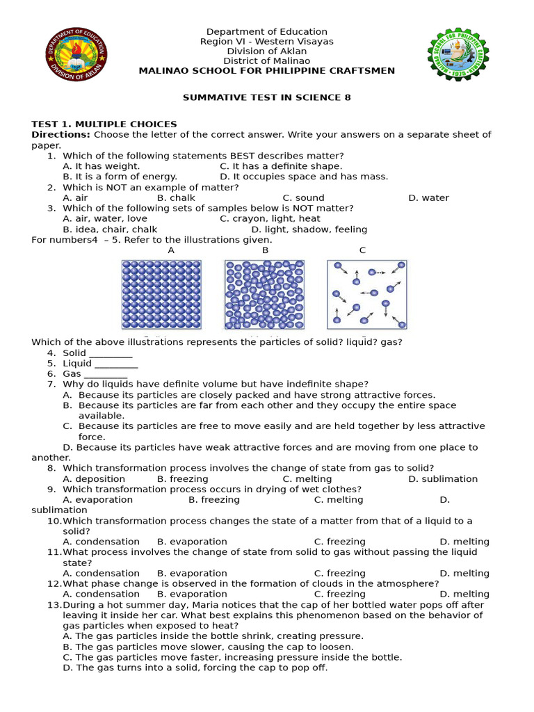 Summative 3rd Quarter Grade 8 | PDF | Atoms | Atomic Nucleus