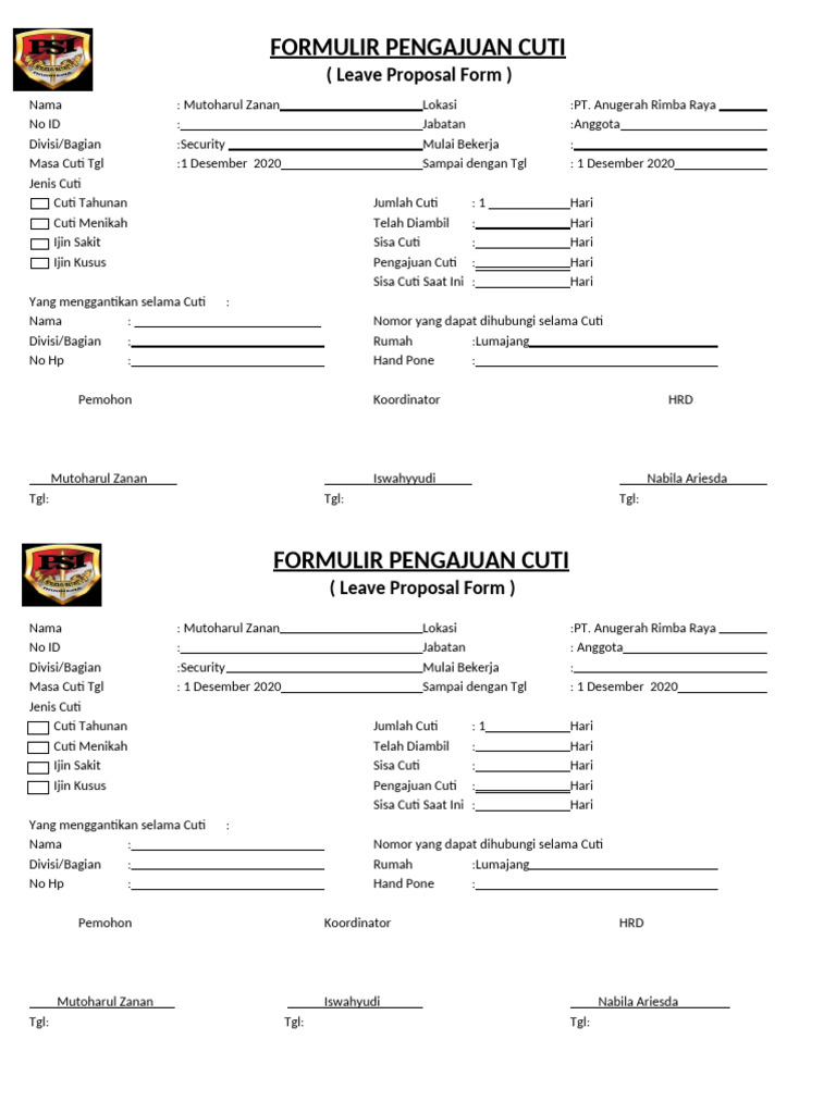 form cuti | PDF