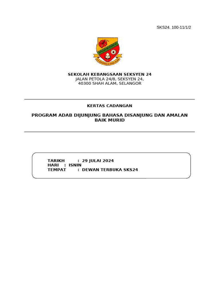 Kertas Cadangan Program Adab Dijunjung | PDF