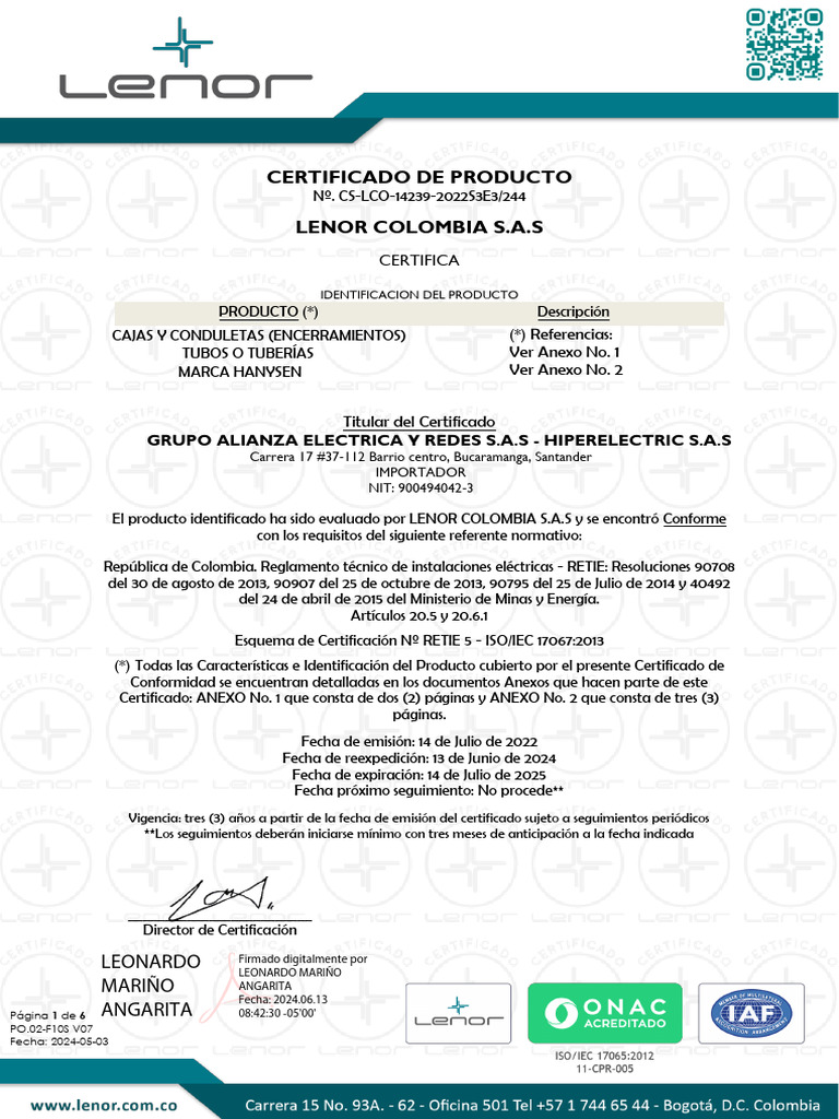 Cert Tuberia Emt Imc Accesorios | PDF