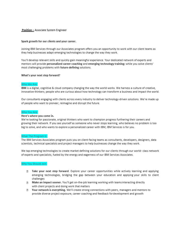 IBM-JD Associate System Engineer '21 | PDF | Electronic Engineering | Engineering