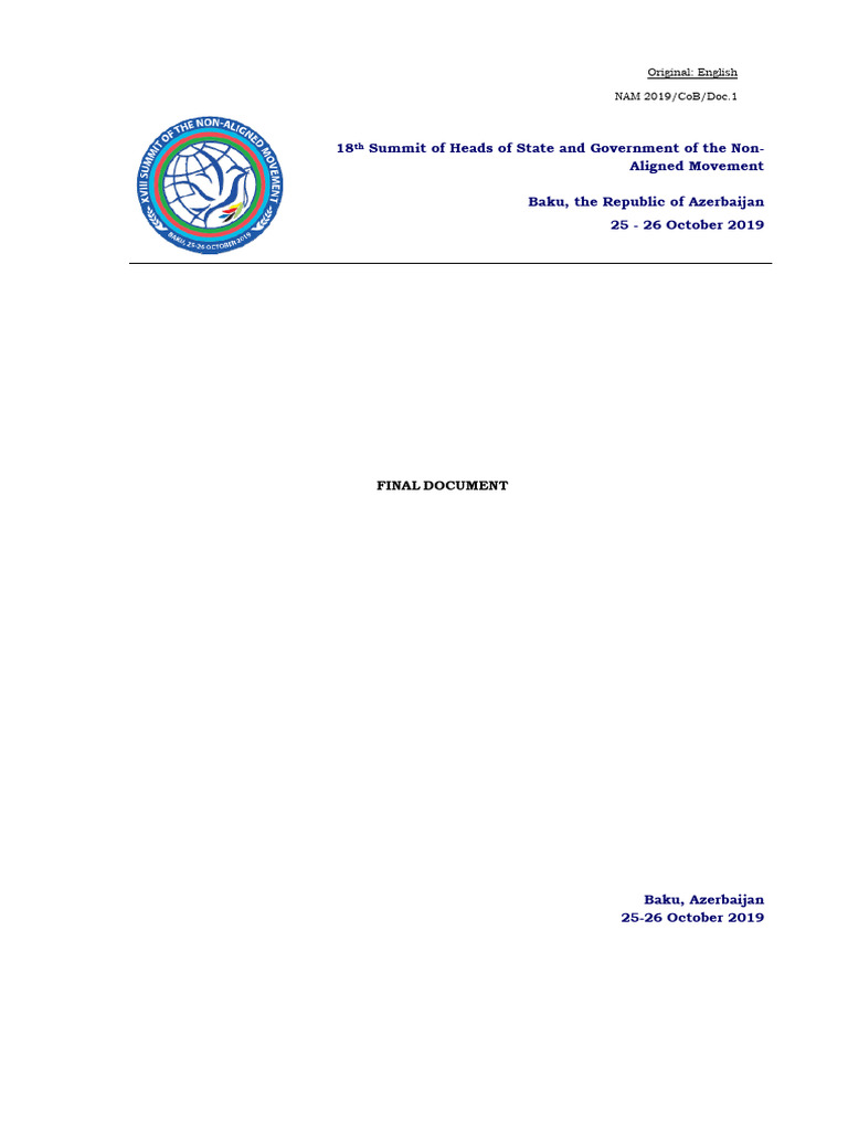 2019_NAM Summit Final Doc | PDF | Non Aligned Movement | United Nations