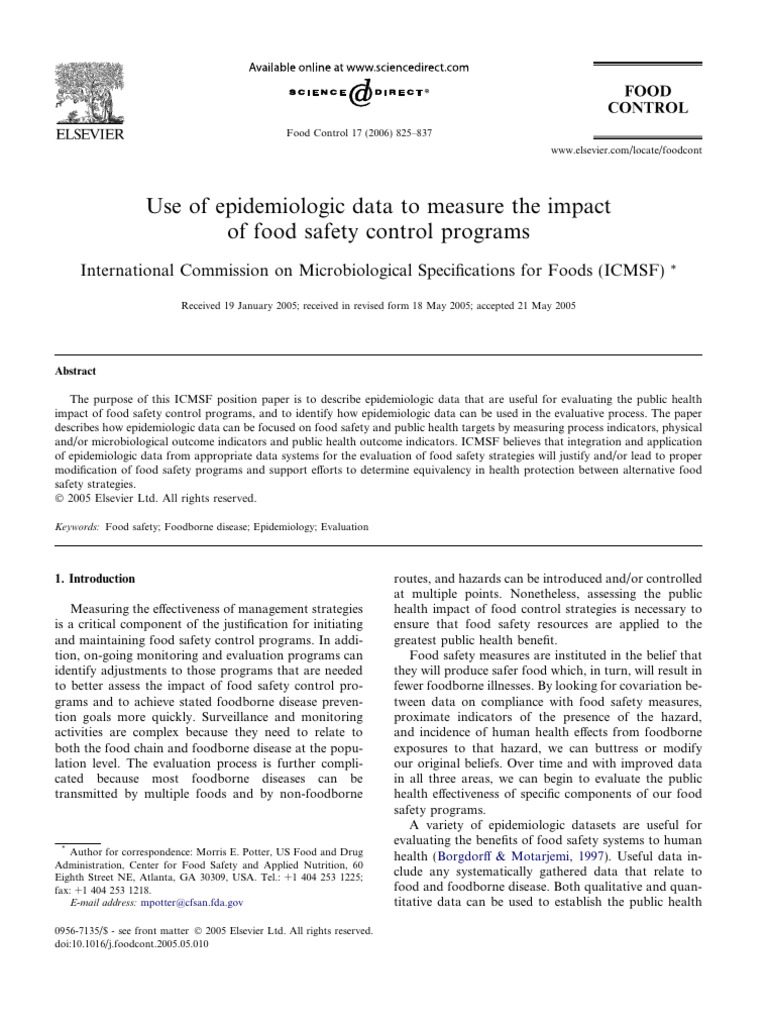 165 - ICMSF. 2006. Epi Data, Impact, Food Safety Control Programs | PDF ...