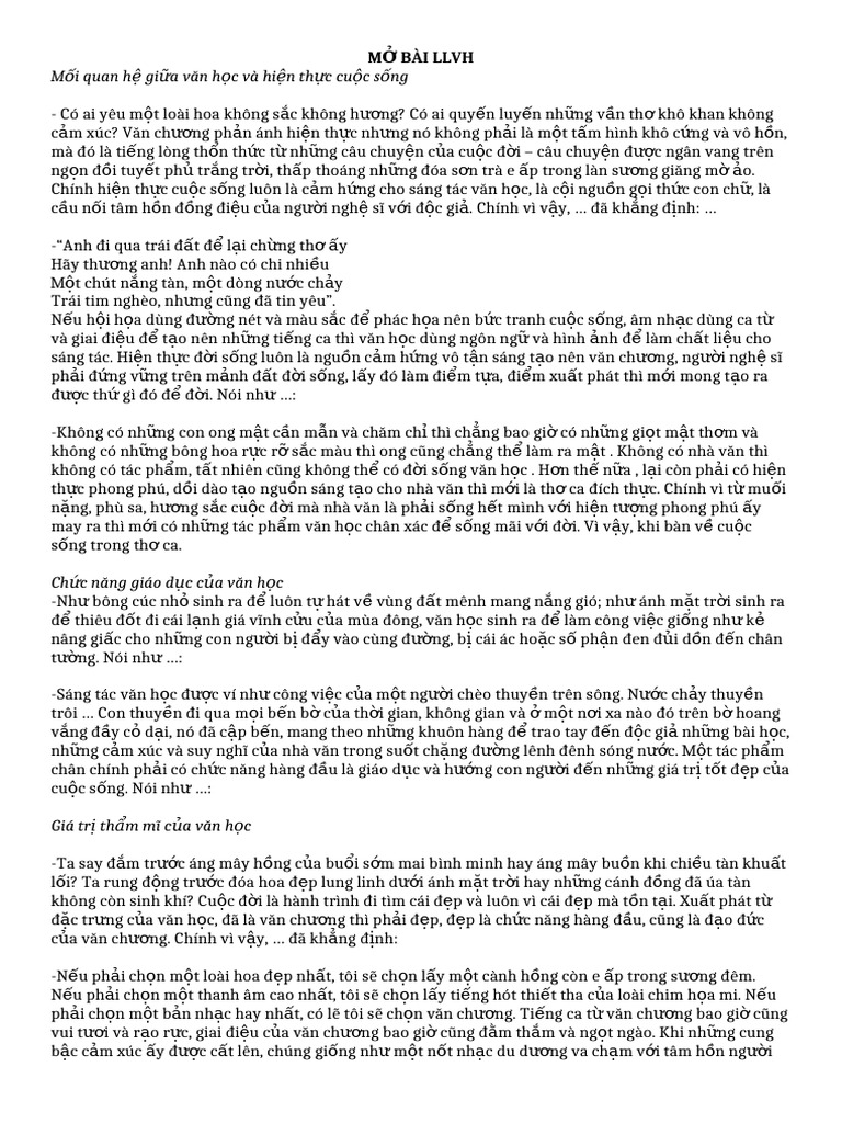 20. MỞ BÀI LLVH | PDF