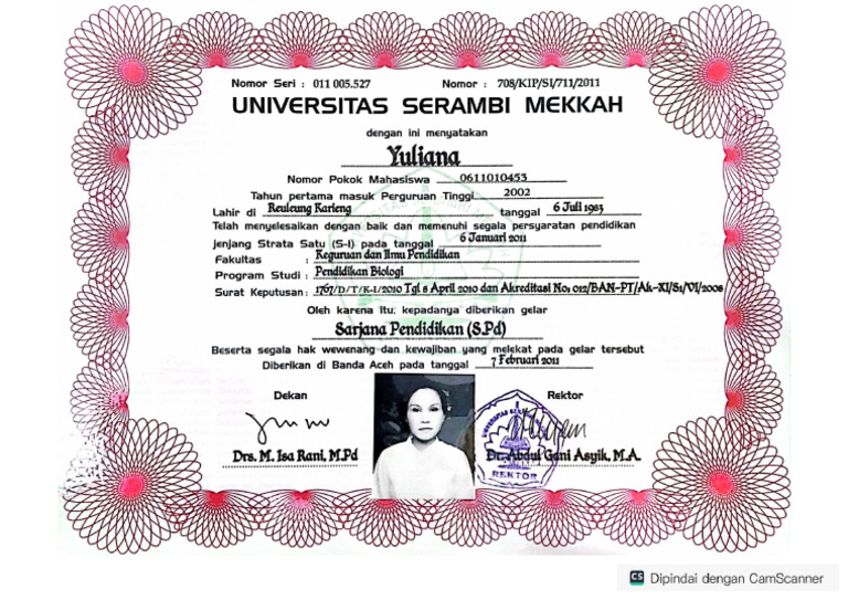Ijazah S1 Bu Yuli | PDF