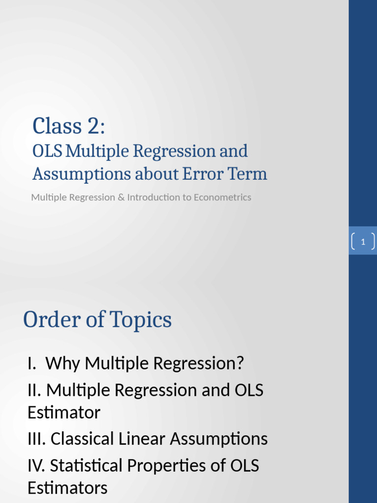 Class 2 | PDF | Linear Regression | Errors And Residuals