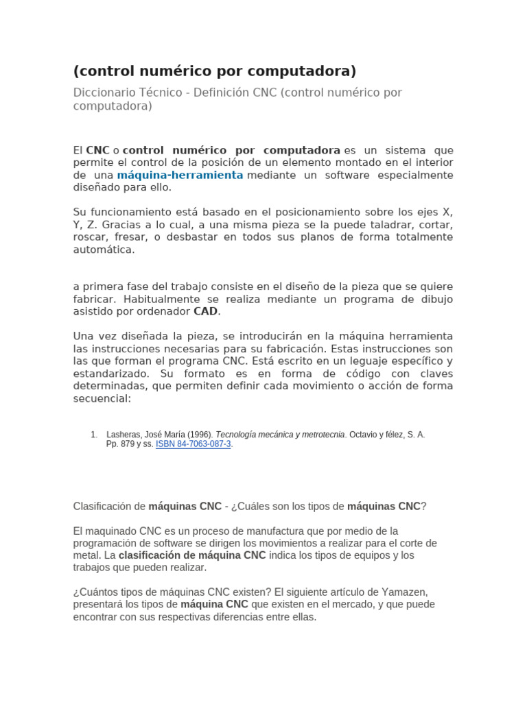 Control Numérico Por Computadora | PDF | Control numerico | Bienes ...