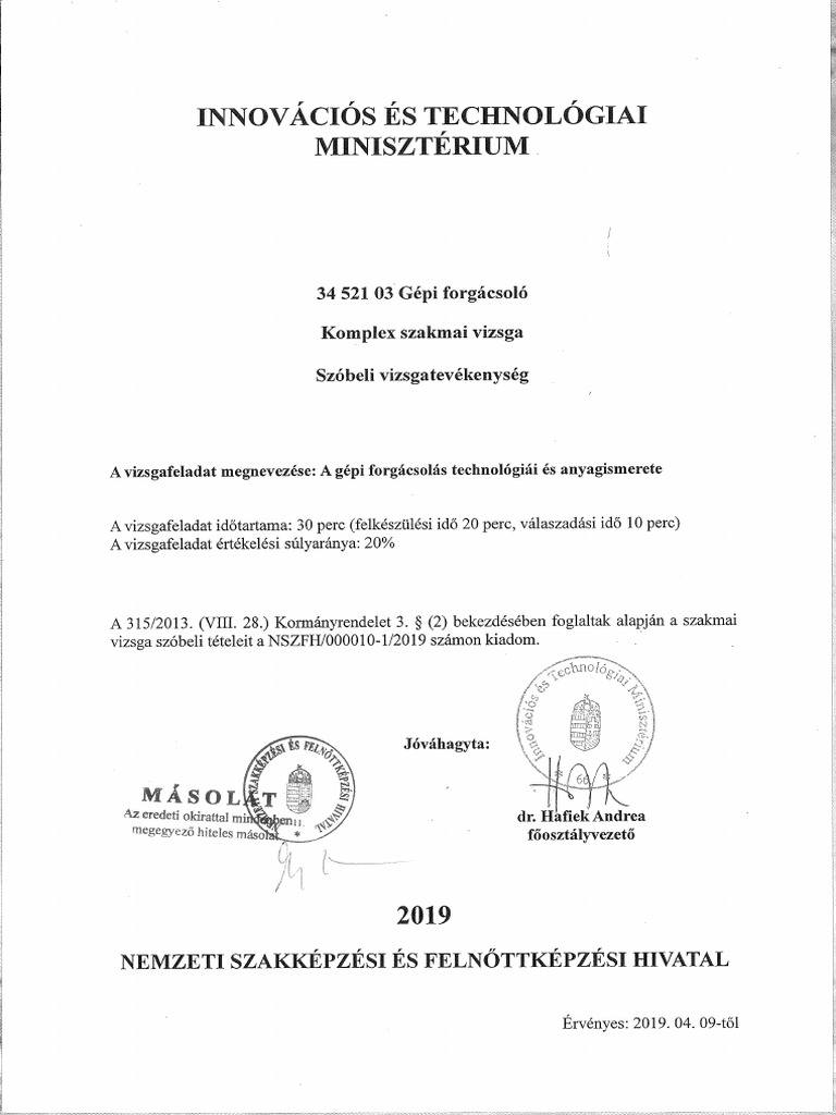 Gepi Forgacsolo Tételek | PDF
