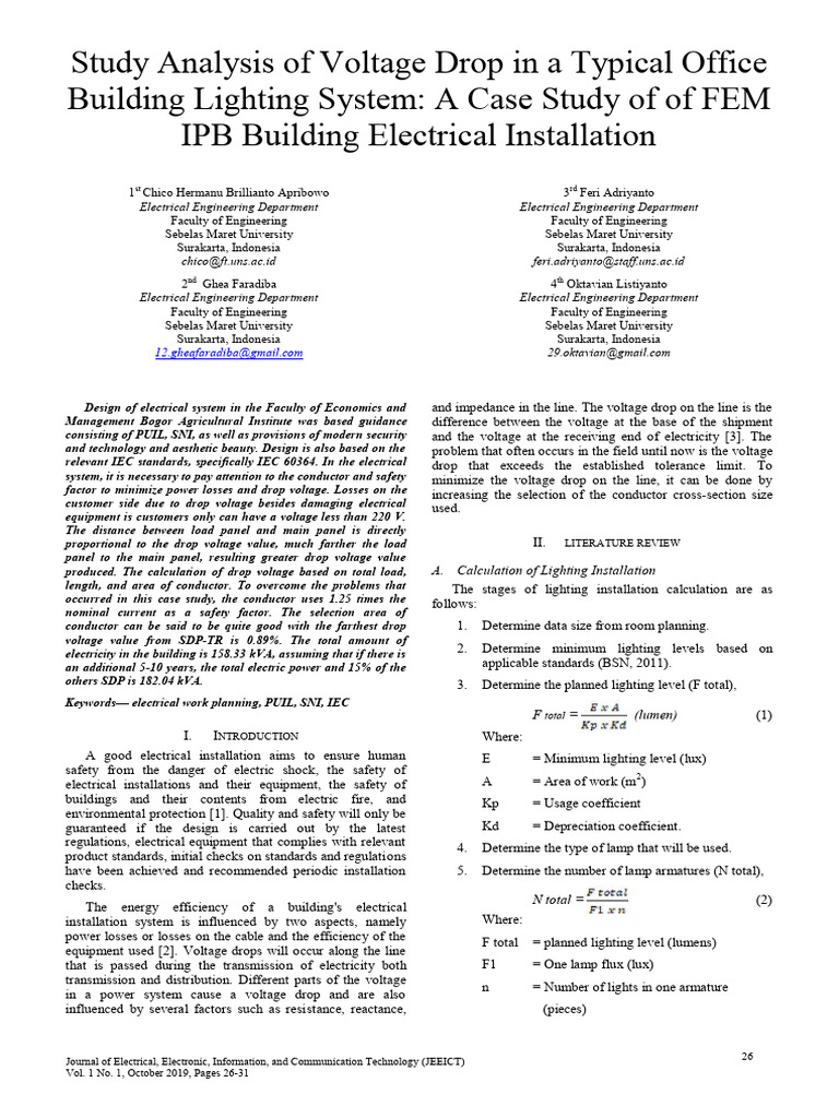 Voltage Drop Analysis in Office Lighting | PDF | Alternating Current ...