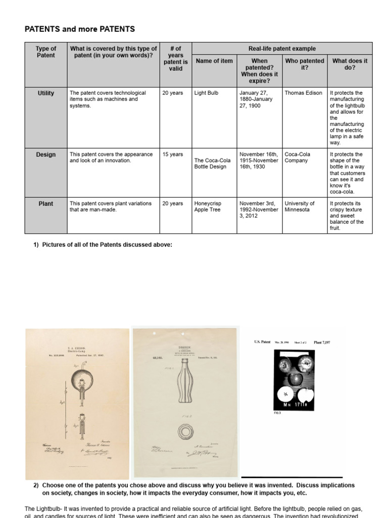 Overview of Patent Types and Examples | PDF | Patent | Thomas Edison