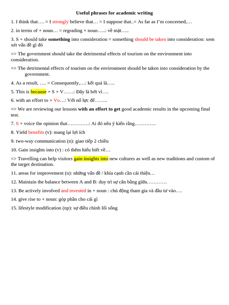 SESSION 1 - Useful Phrases For Academic Writing | PDF