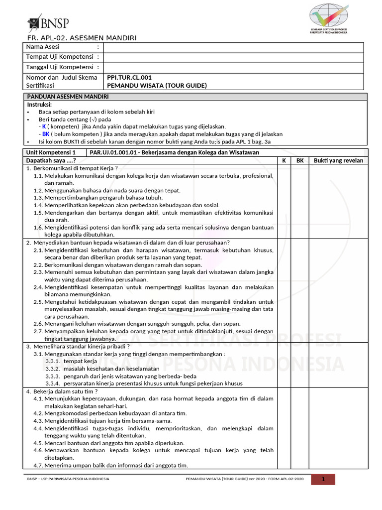 6 Form Fr Apl 02 2020 Asesmen Mandiri Tg Pdf