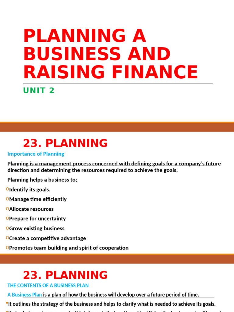Planning A Business and Raising Finance - Notes 1 | PDF | Forecasting ...