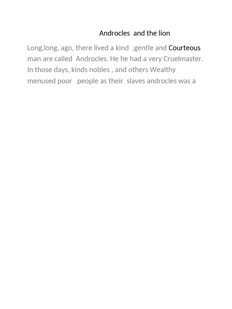 Androcles and The Lion | PDF