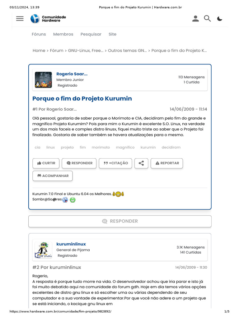 Porque o Fim Do Projeto Kurumin | PDF | Linux | Projetos de software gratuito