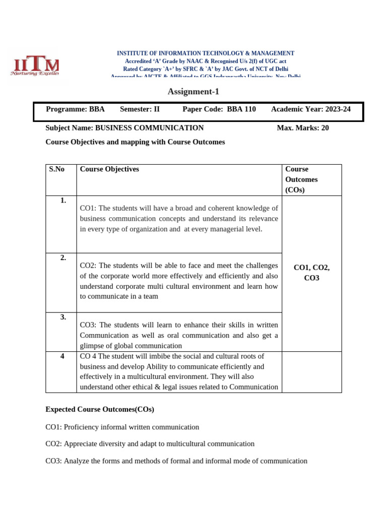 Business Communication Assignment Guide | PDF | Communication | Learning