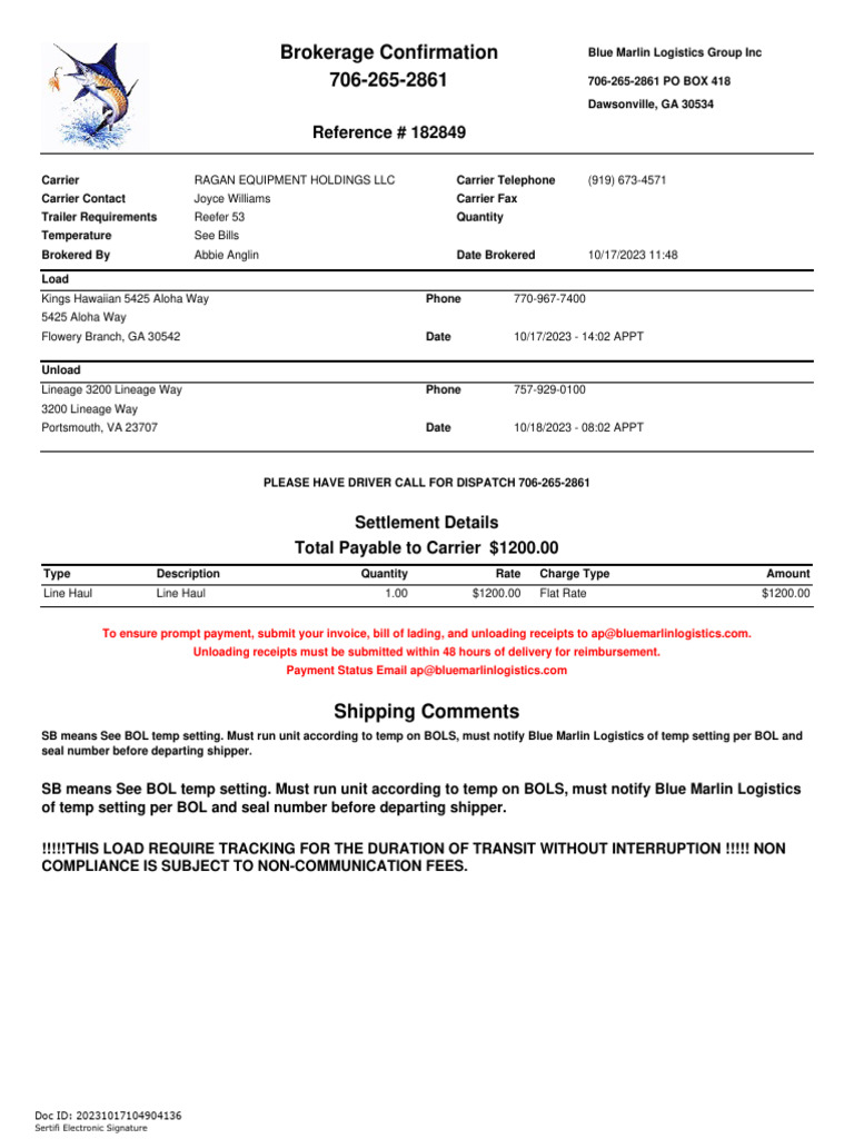 Carrier Shipment Confirmation | PDF | Cargo | Bill Of Lading