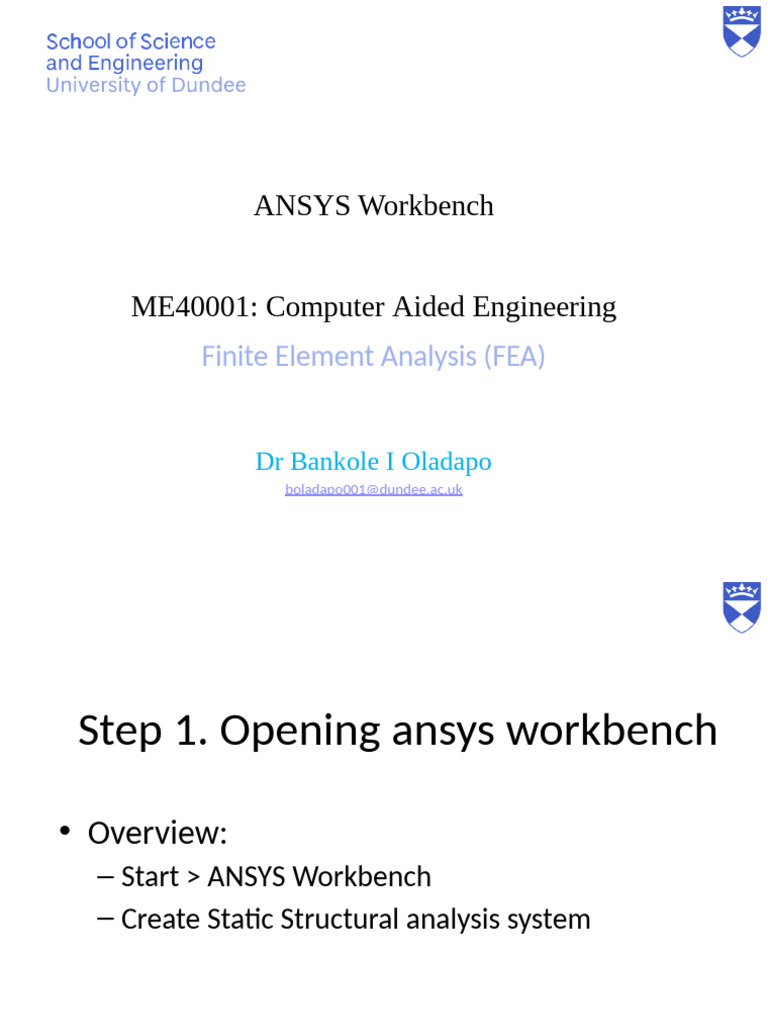 ANSYS Workbench FEA Guide | PDF | Button (Computing) | Software