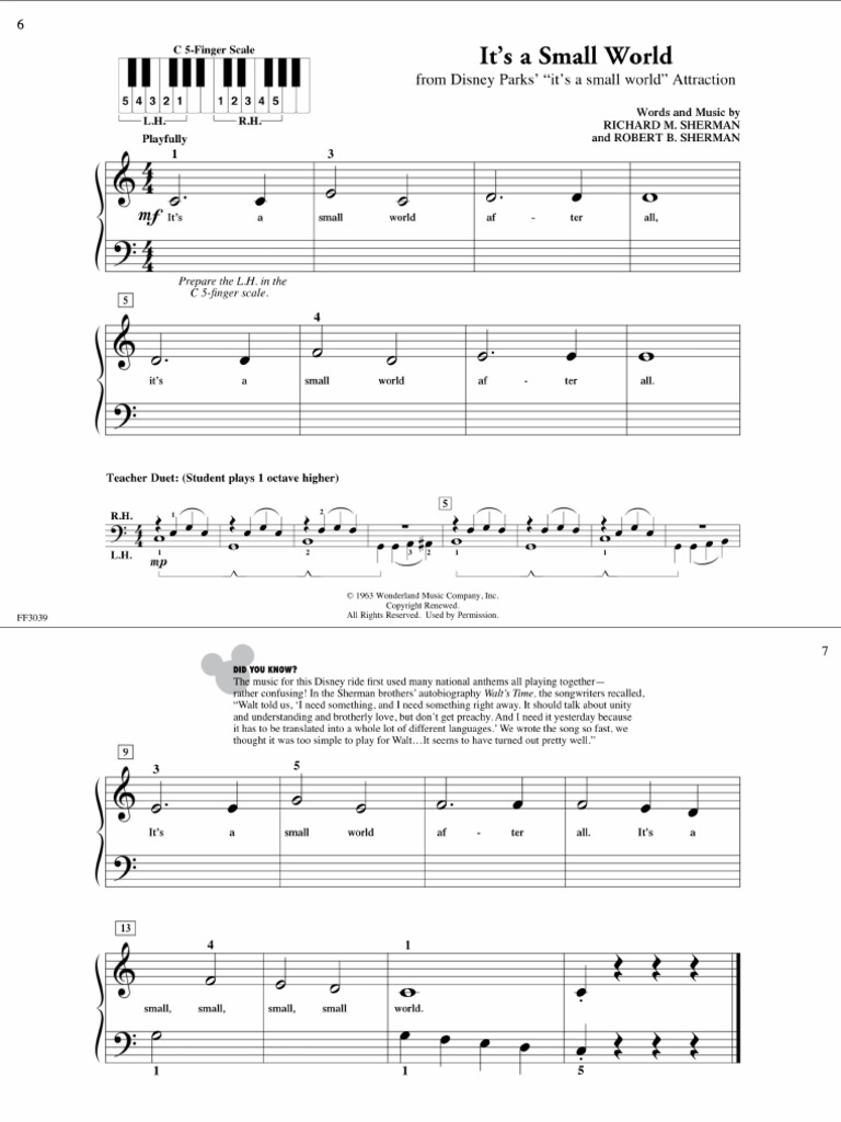 It's A Small World Primer Level | PDF