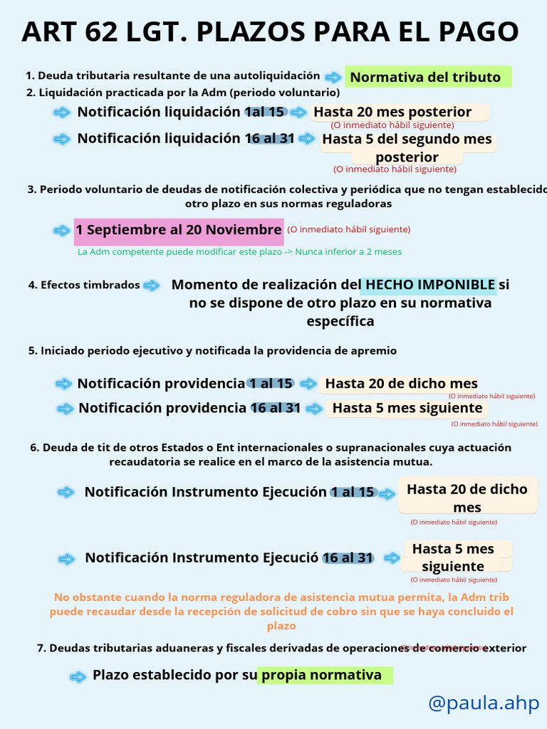 Art 62 Lgt. Plazos para El Pago | PDF
