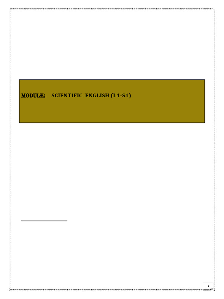 Mpci (l1-s1-2024-25) Scientific English | PDF | Verb | Grammatical Tense