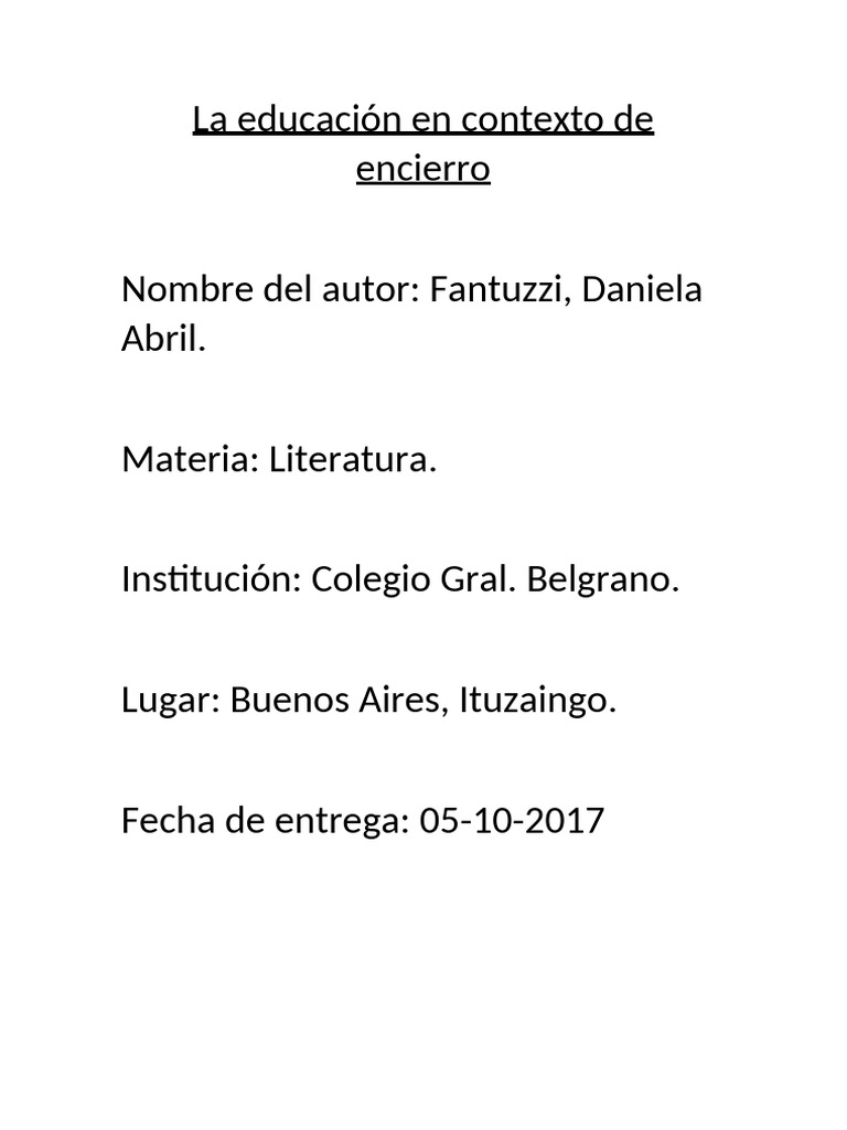La Educación en Contexto de Encierro | PDF