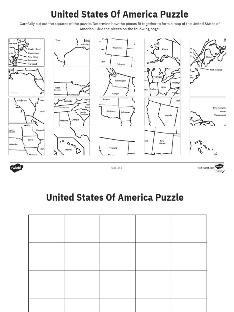 USA Puzzle Map Activity | PDF