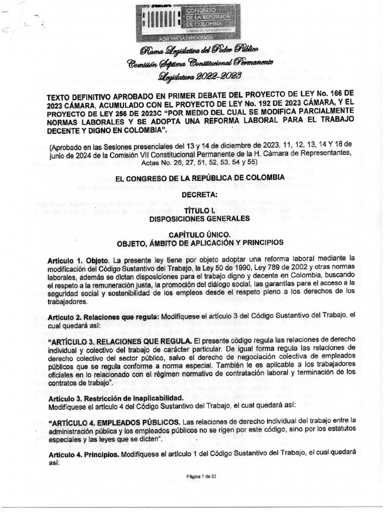 Proyecto de Ley 166 23C19223C25623C | PDF