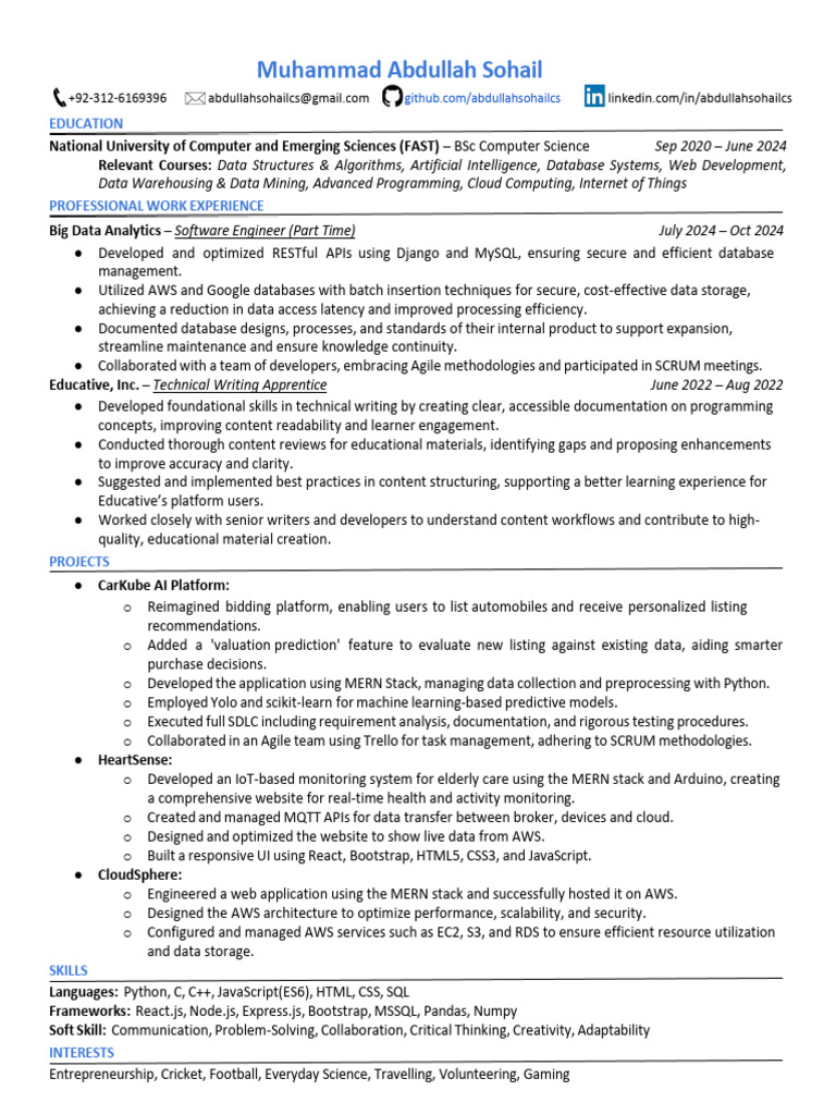 Muhammad Abdullah Sohail | PDF | Databases | Data