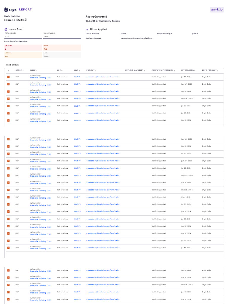 Snyk Issues-Detail 02 11 2025 | PDF | Internet Protocol Based Network Software | Internet Ethics