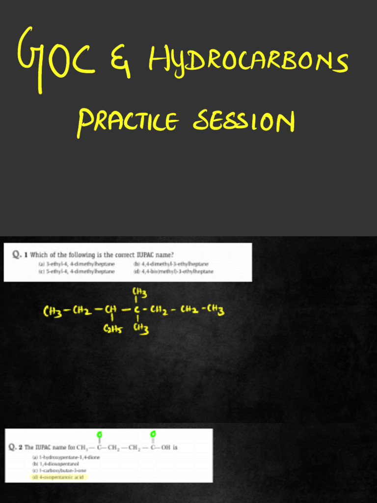 Goc and Hydrocarbons - Practice Session | PDF