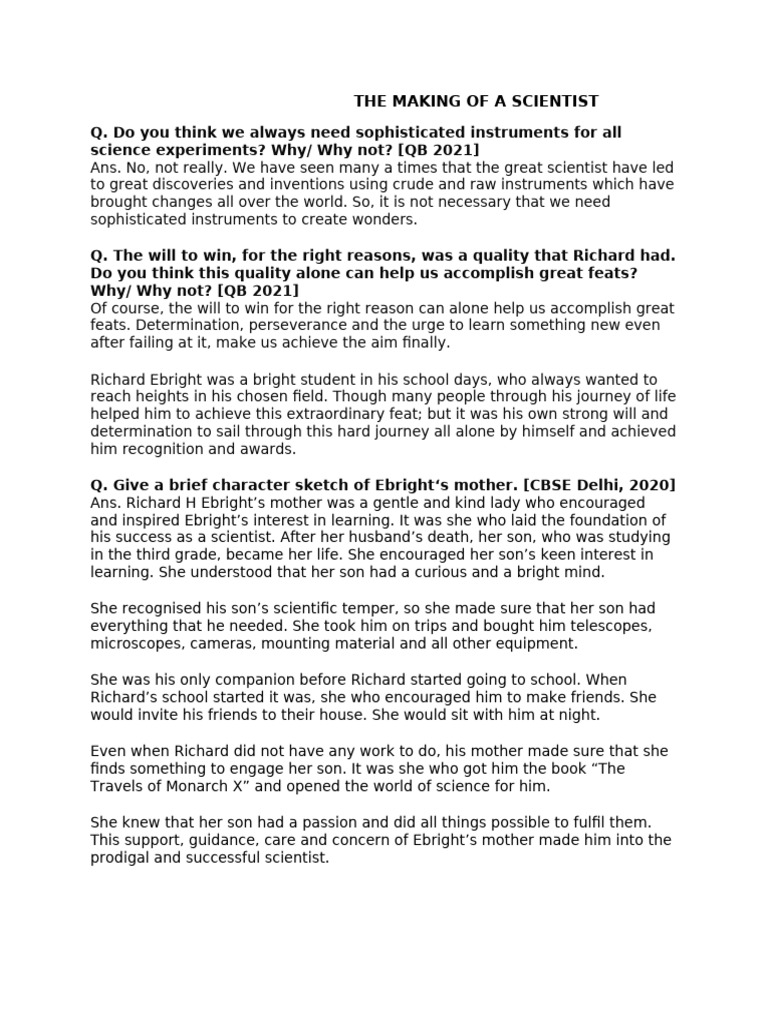 The Making of A Scientist - Notes | PDF | Science