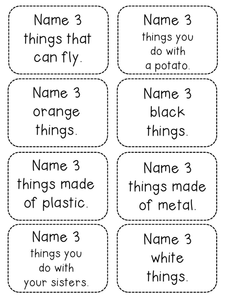 "Name 3: Fun Categorization Game" | PDF