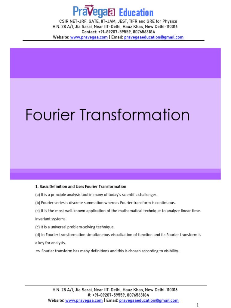 Fourier Transform Definitions Explained | PDF | Fourier Transform ...