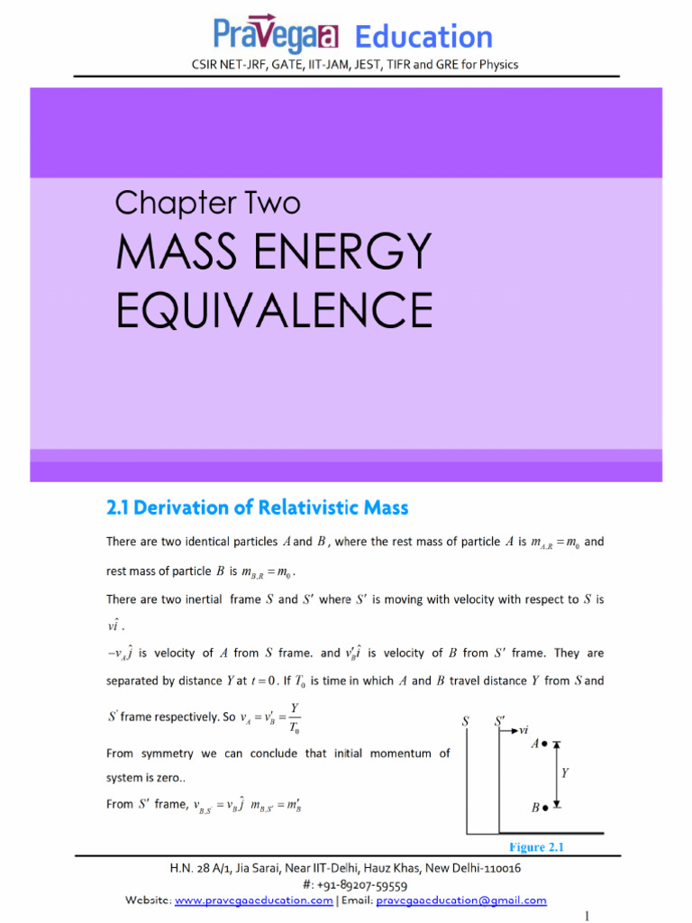 Chapter 2 Mass Energy Equivalence PDF | PDF