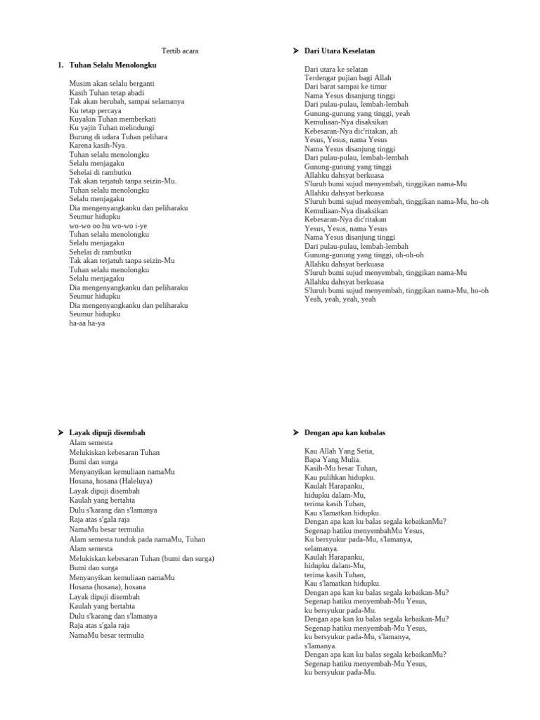 Lirik Lagu Pujian untuk Tuhan | PDF