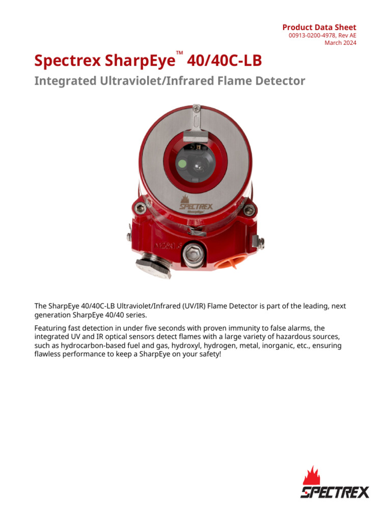 Spectrex Sharpeye 40/40C-Lb: Integrated Ultraviolet/Infrared Flame ...